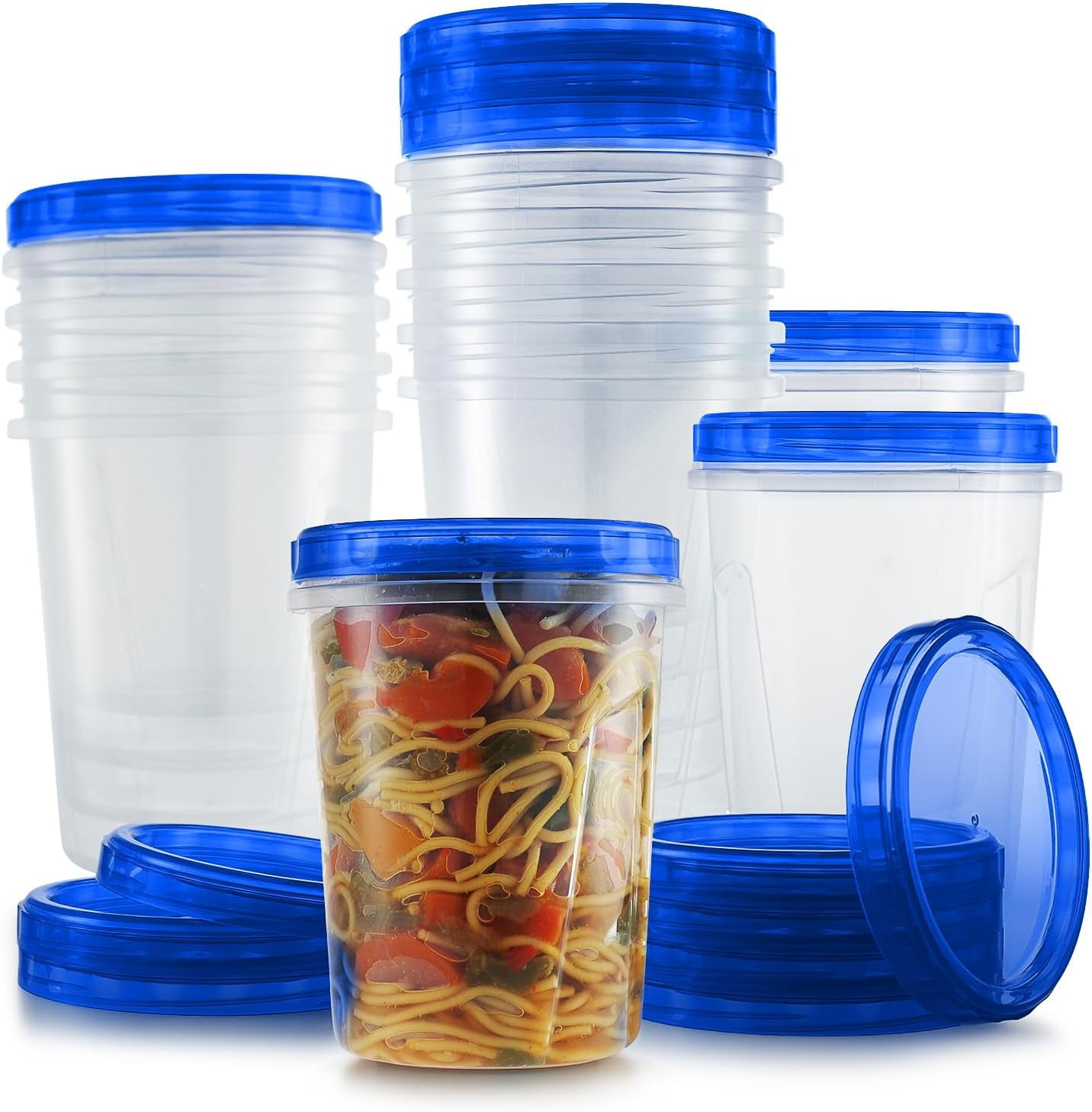 12 Pack Leakproof Freezer Containers for Food with Twist Top Lids - 32 ...