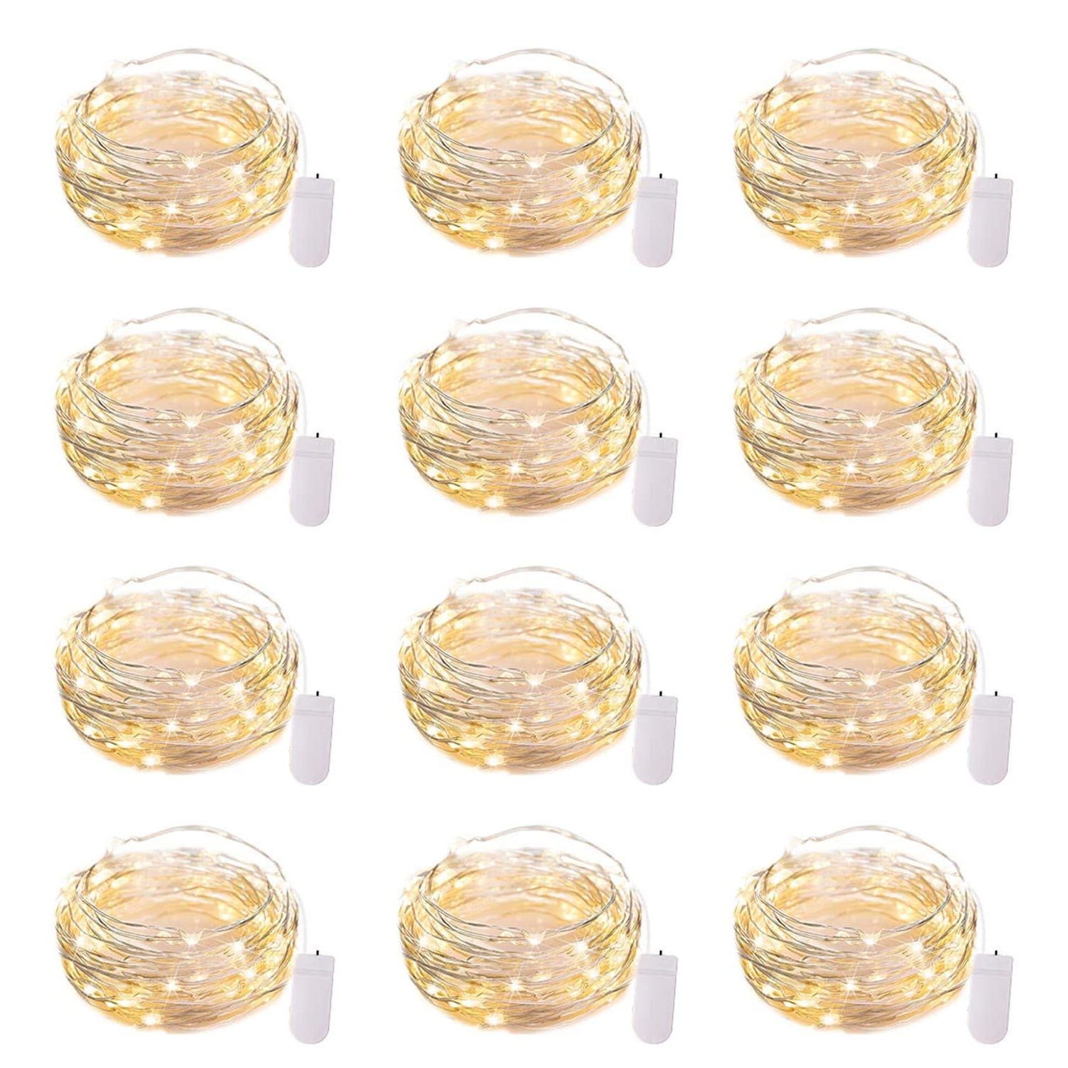 Suorfoxs 12 Pack Battery Operated Fairy Lights, 7ft 20 LED Warm White ...