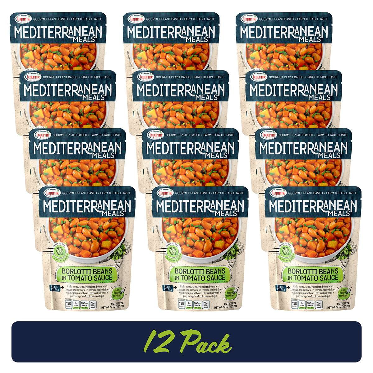 (12 Pack) Legurme Ready to Eat Borlotti Beans in Tomato Sauce, Gluten ...
