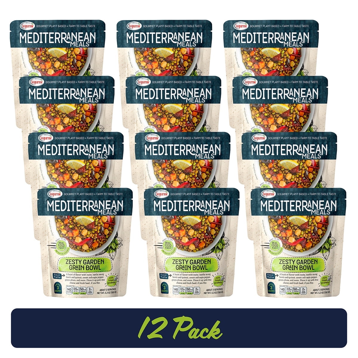 (12 Pack) Legurme Ready to Eat Zesty Garden Grain Bowl, Gluten Free, Plant Based, Vegan, NO ...