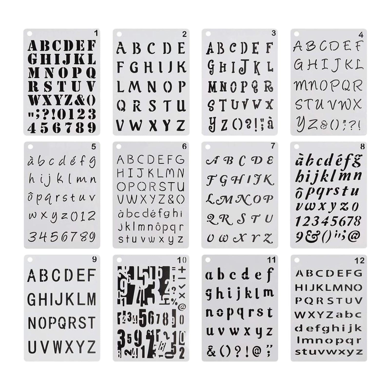 12 Pack Letter and Number Stencils Alphabet Templates Drawing Painting ...