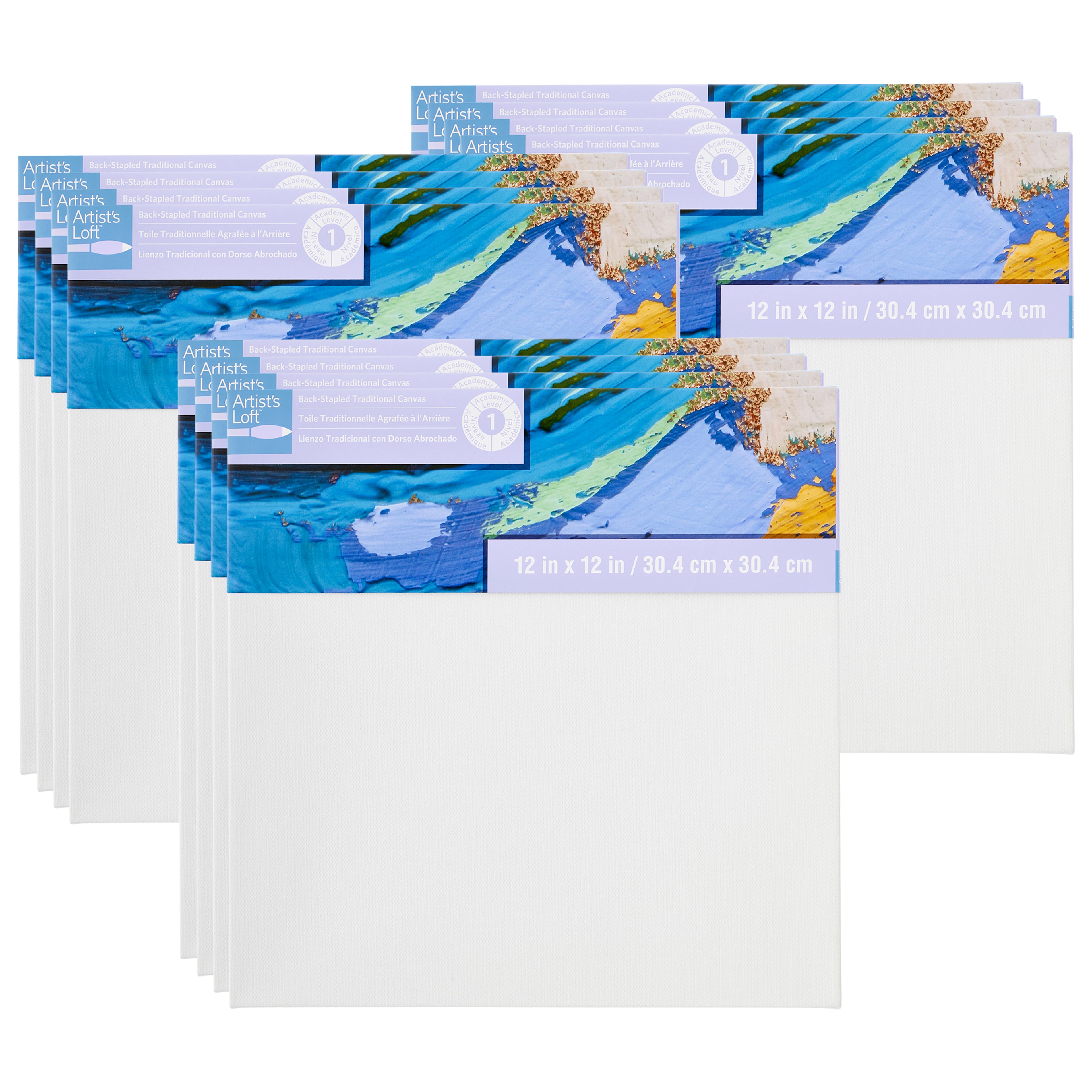 12 Pack: Level 1 Back Stapled Traditional Canvas by Artist's Loft ...
