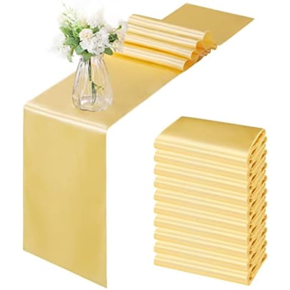 12 Pack Light Gold Satin Table Runner 12 x 108 Inch, Smooth Table ...