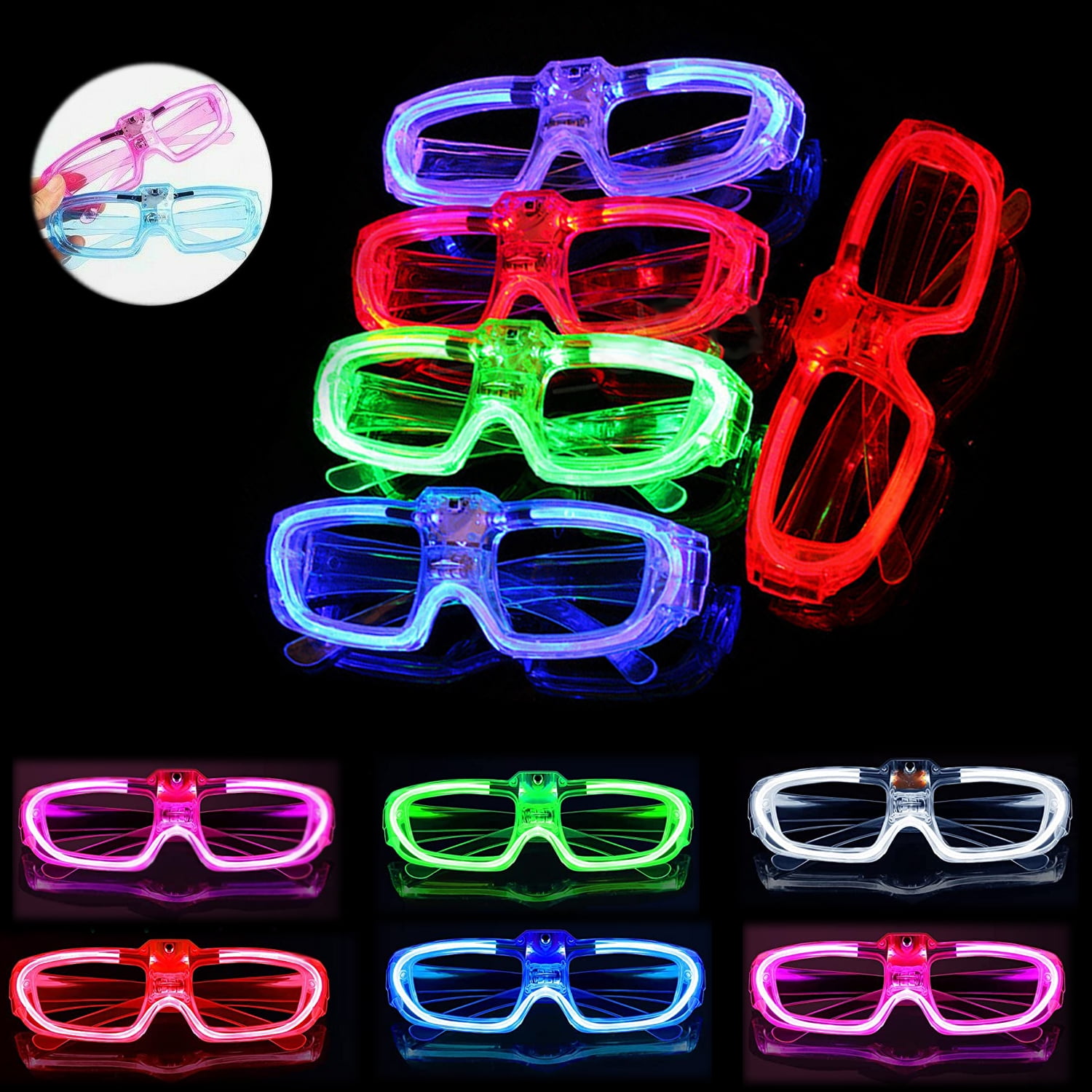 12 Pack Light Up Party Favors LED Cool Light Glasses, Carnival ...