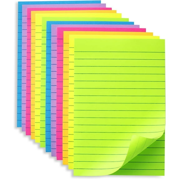 12 Pack Lined Sticky Notes 4x6 in Ruled Stickies Super Sticking Power ...