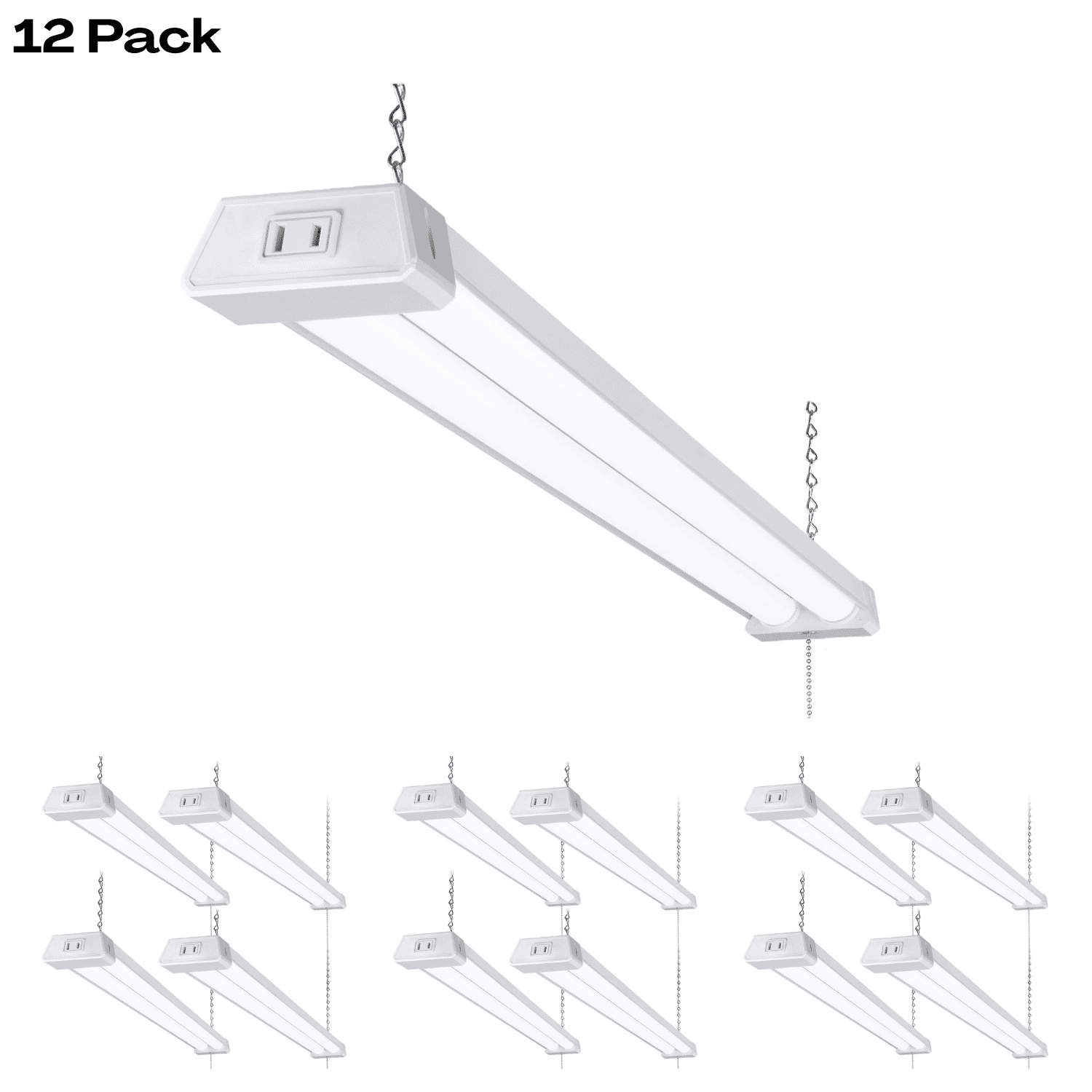 12 Pack Linkable LED Shop Light with Deep Reflector, 40W 5000K Daylight ...