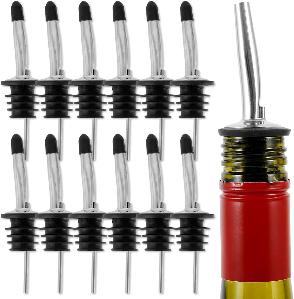 12 Pack Liquor Pour Spout Stainless Steel Bottle Pourer with Dust ...