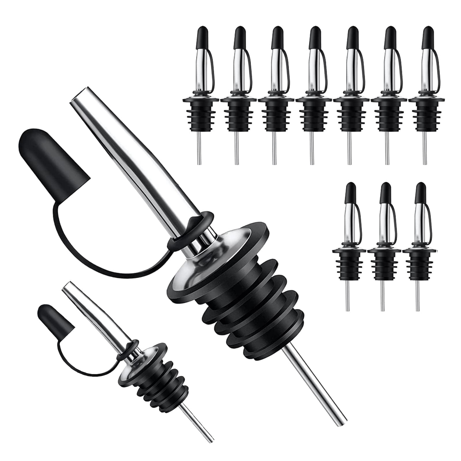 12 Pack Liquor Pour Spout With Dust Caps - Bottle Pourers for Alcohol ...