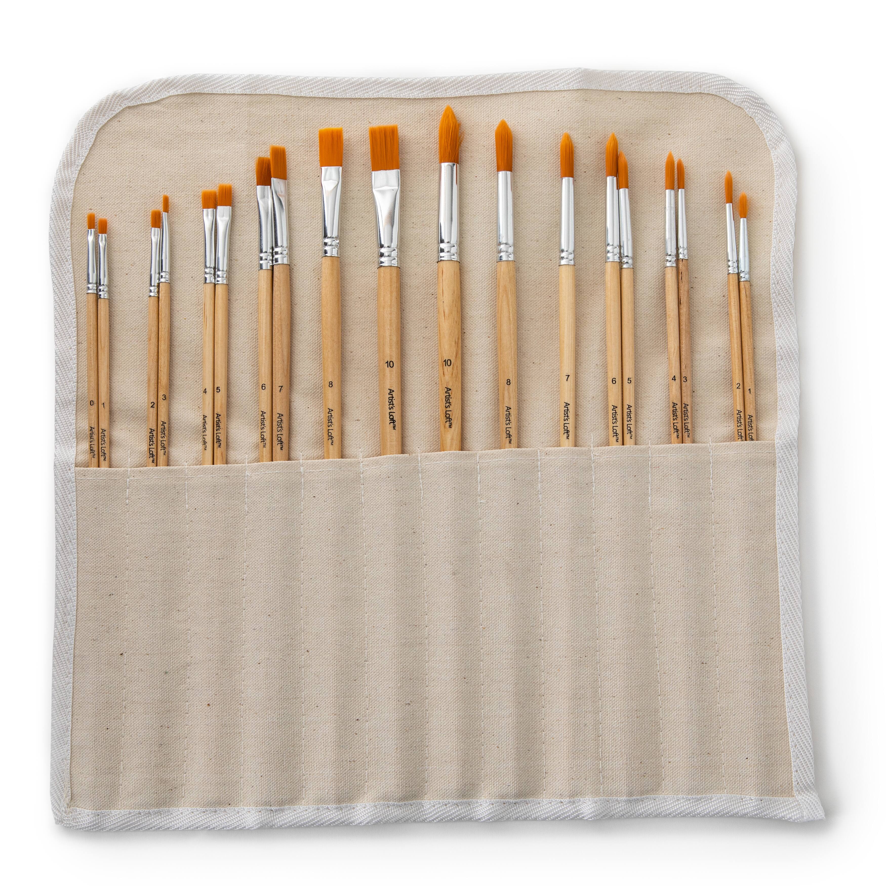 12 Pack: Long Handle Gold Synthetic Paintbrush Set by Artist's Loft ...