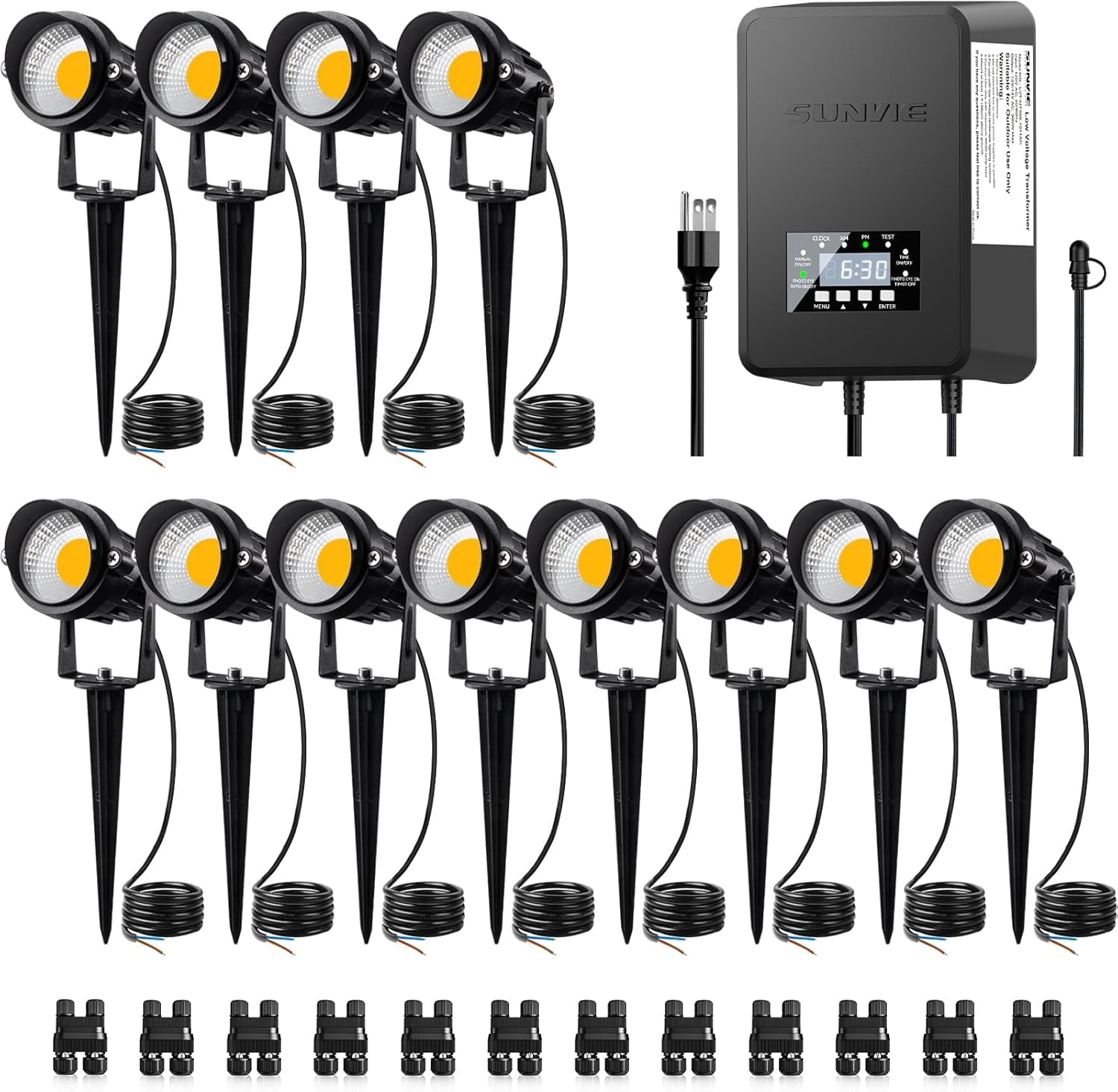 12 Pack Low Voltage Landscape Lights with 300W Transformer 12-24V LED ...