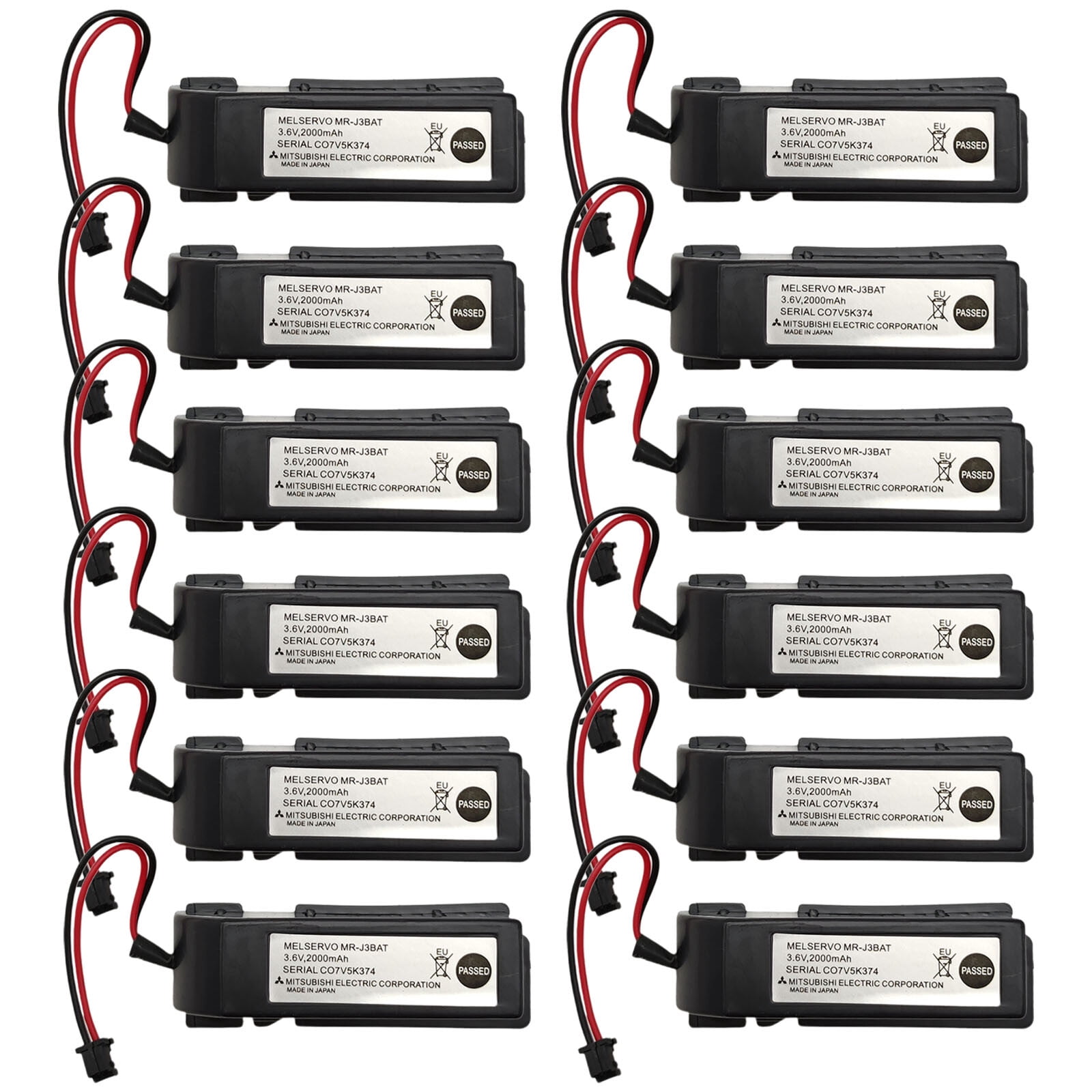 (12-Pack) MR-J3BAT ER6VC119A/B 3.6V 2000mAh PLC Battery for ER6VC119A/B ...
