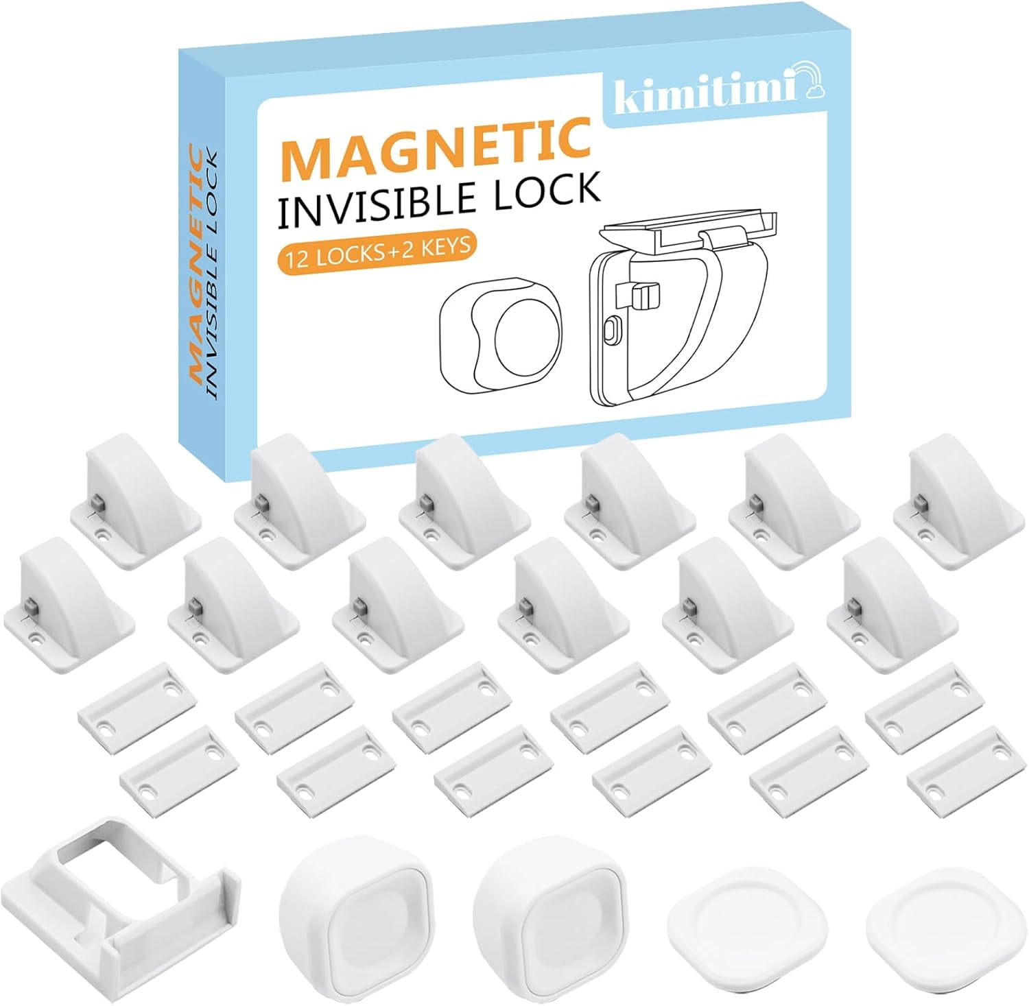 12 Pack Magnetic Cabinet Locks Baby Proofing - Child Safety Latch with ...