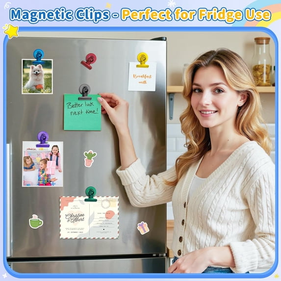 12 Pack Magnetic Clips, Mixed Color Magnet Clips for Fridge, Strong ...