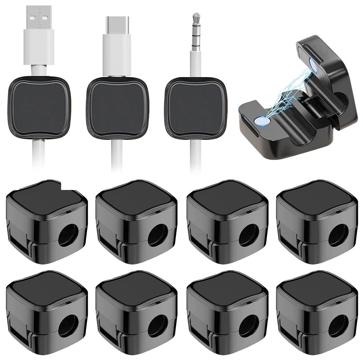 12 Pack Magnetic Cord Organizer, Desk Cable Clips Management, Wire ...