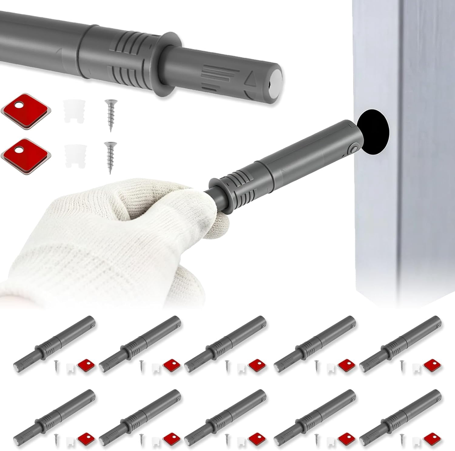 12 Pack Magnetic Push Latch, Adjustable Push to Open Door Latch, Hidden ...