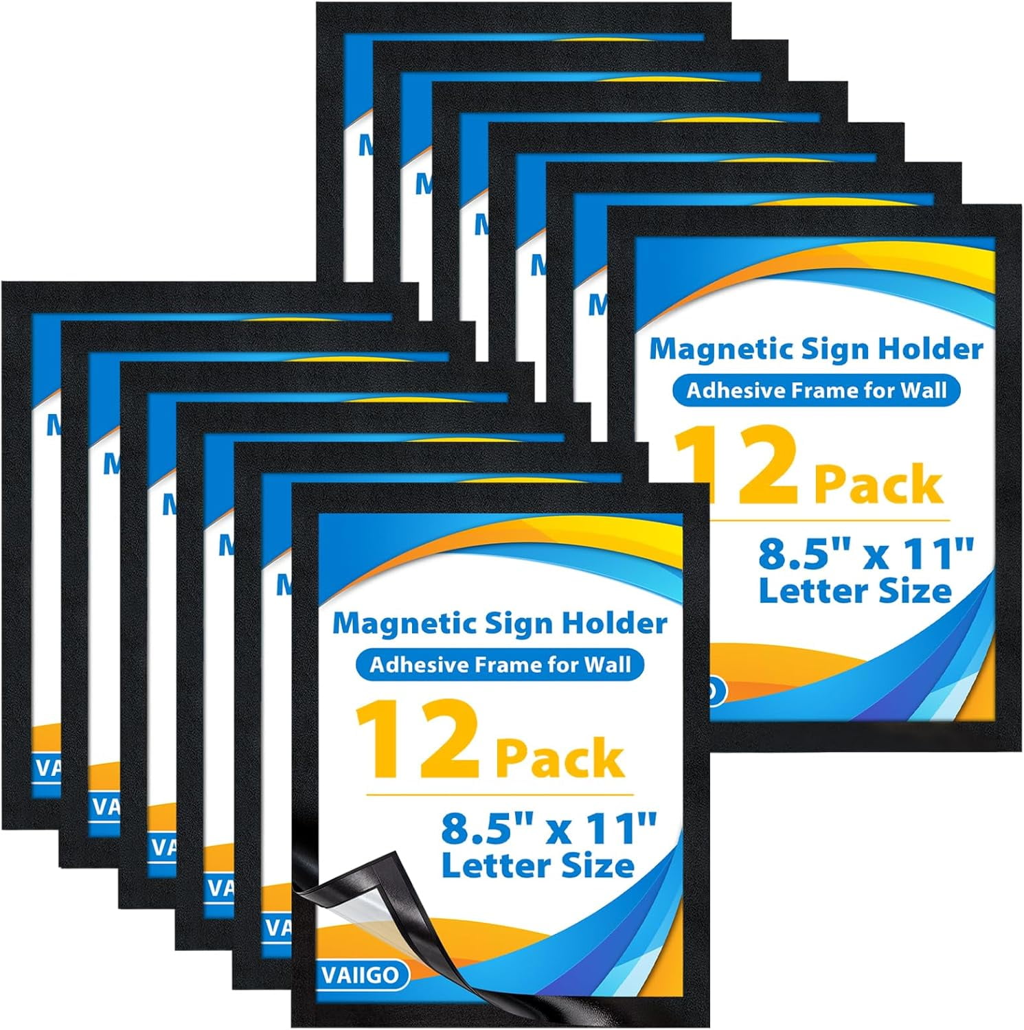 12-Pack Magnetic Sign Holder 8.5 X 11 Wall Mount, Self-Adhesive ...