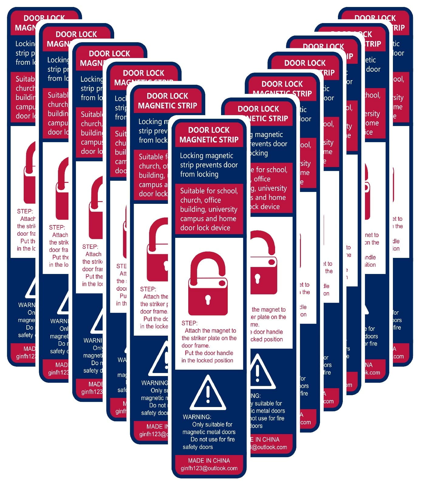 12 Pack Magnetic Tape Magnetic Lockdown Strips Iron Door Magnet ...