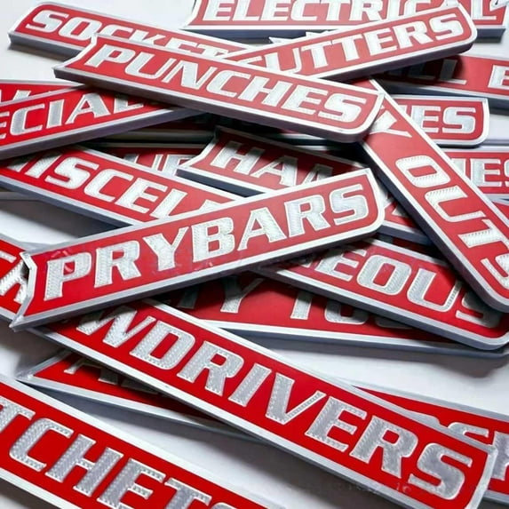 12 Pack of Magnetic Tool Box Labels, 2026 New 3D-Printed Tool Box ...