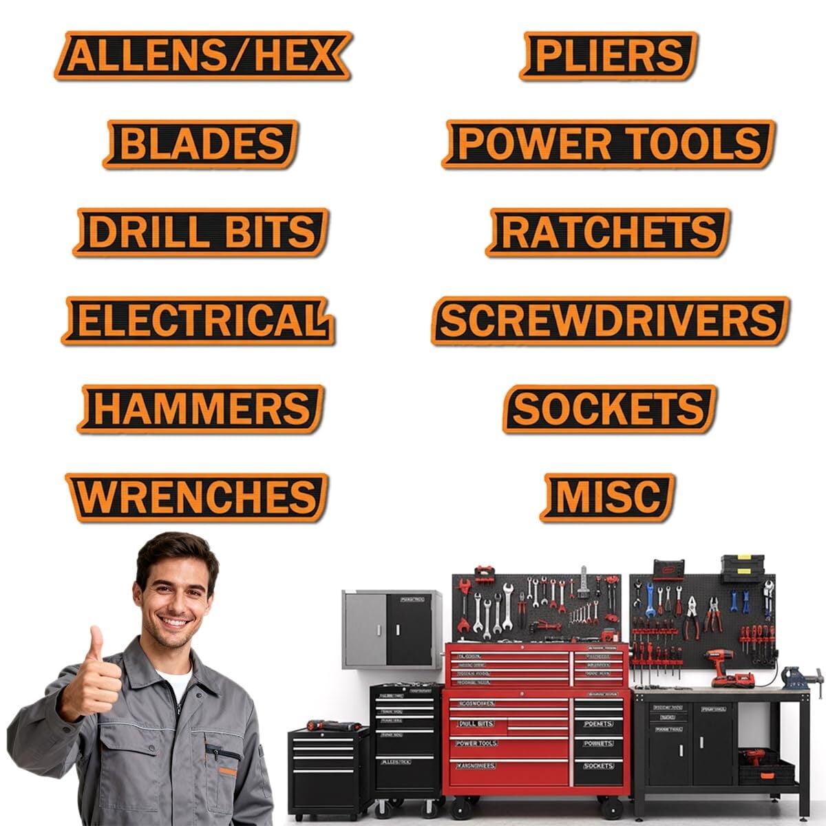 12 Pack of Magnetic Tool Box Labels, 2026 New Upgrade Magnetic Toolbox ...