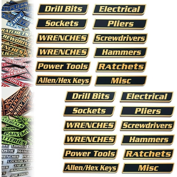 12 Pack of Magnetic Toolbox Labels, 12/24/36 PCS Durable Metal Toolbox ...