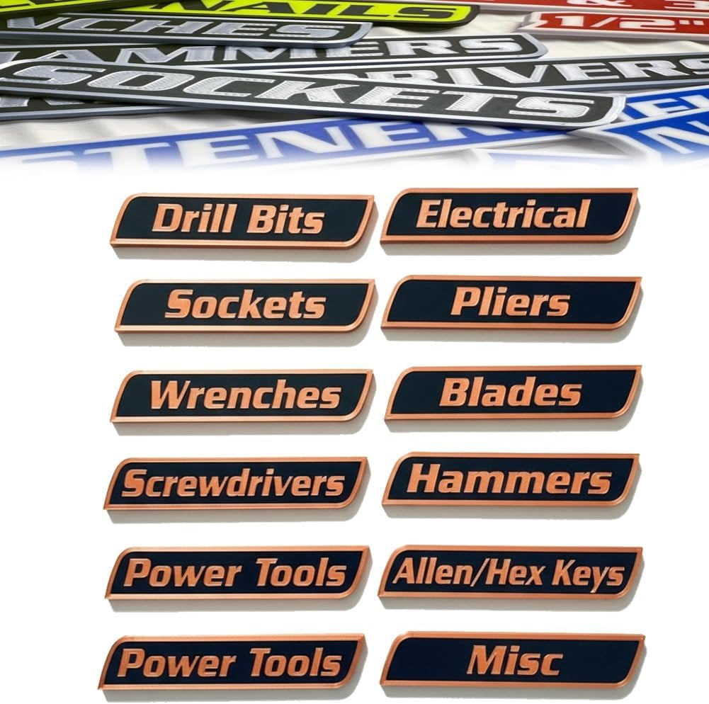 12 Pack of Magnetic Toolbox Labels, 12/24/36 PCS Durable Metal Toolbox ...