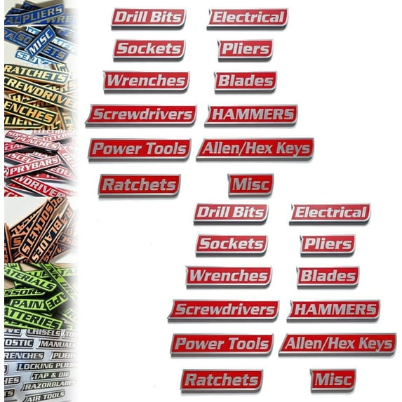12 Pack of Magnetic Toolbox Labels, 12/24/36 PCS Durable Metal Toolbox ...