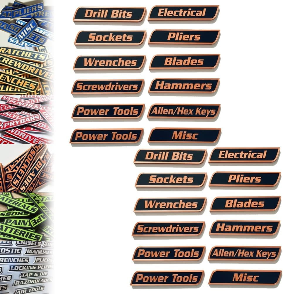 12 Pack of Magnetic Toolbox Labels, 12/24/36 PCS Durable Metal Toolbox ...