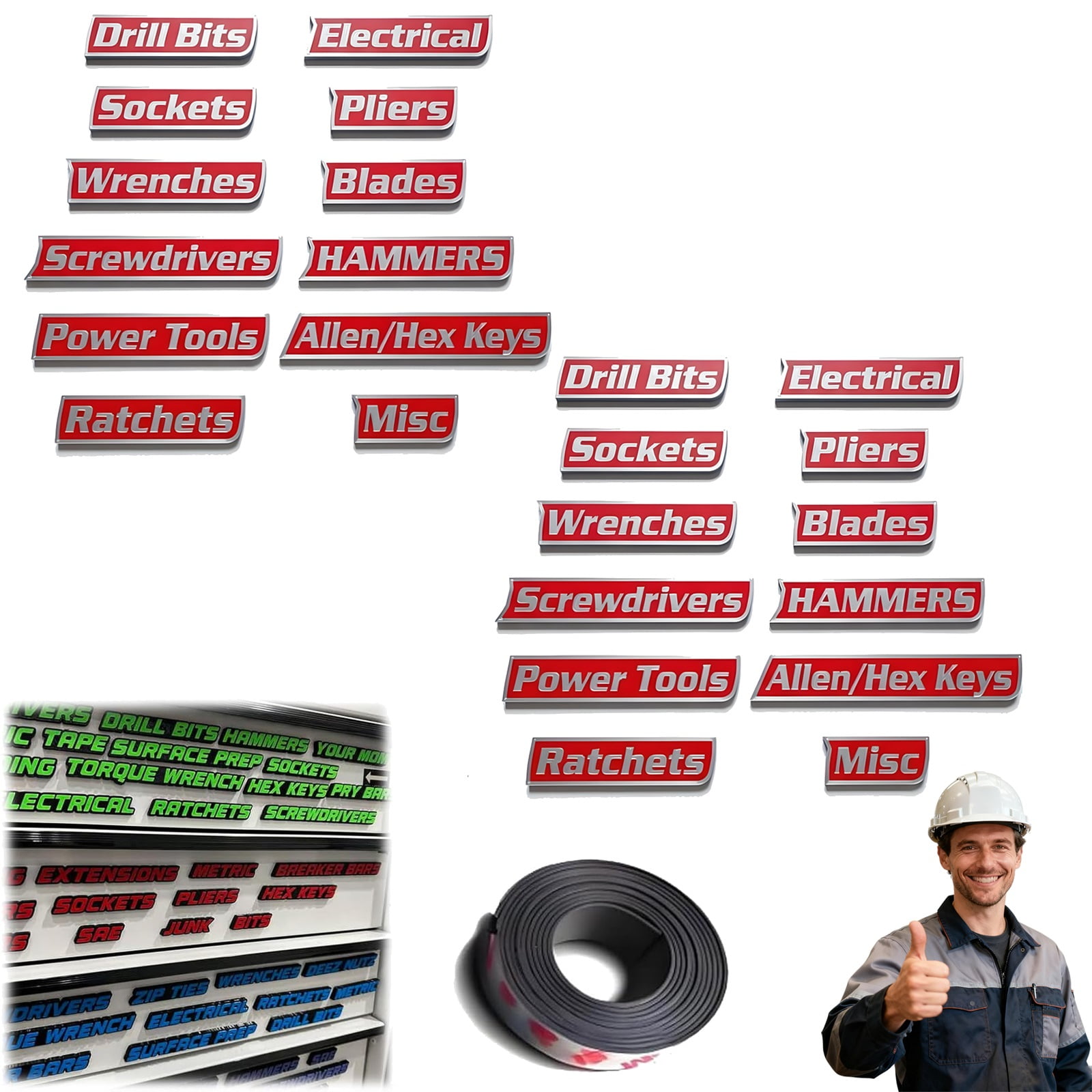 12 Pack of Magnetic Toolbox Labels, 12 Pcs 3D Printed Reusable Tags ...