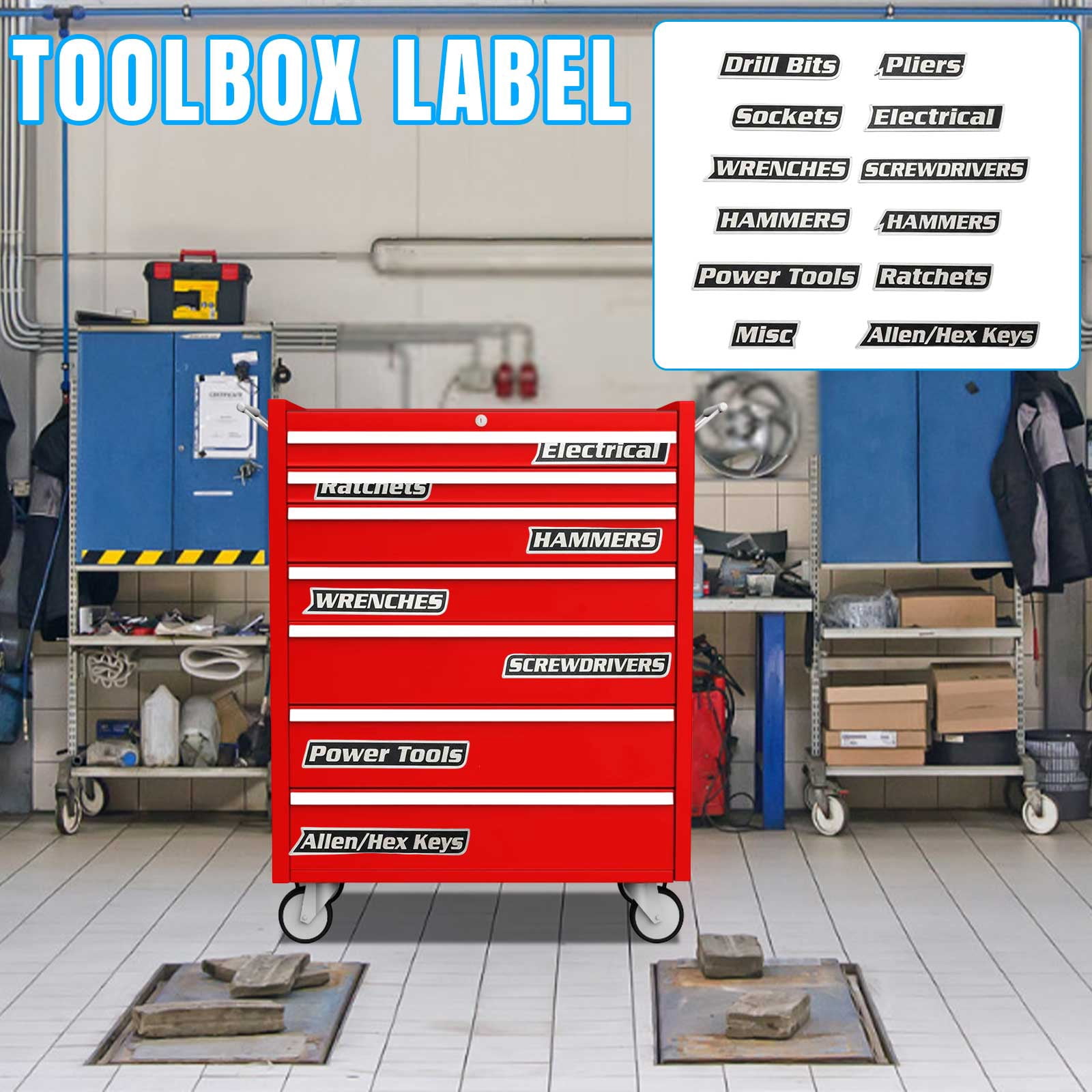 12 Pack of Magnetic Toolbox Labels, 3D-Printed Magnetic Tool Box Labels ...