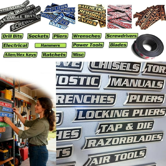 12 Pack of Magnetic Toolbox Labels 3D Printed Magnetic Tool Box ...
