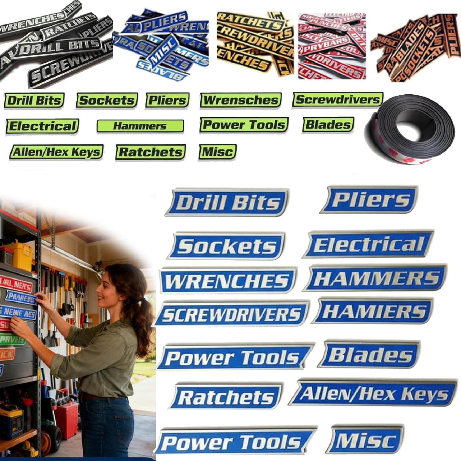 12 Pack of Magnetic Toolbox Labels 3D Printed Magnetic Tool Box ...