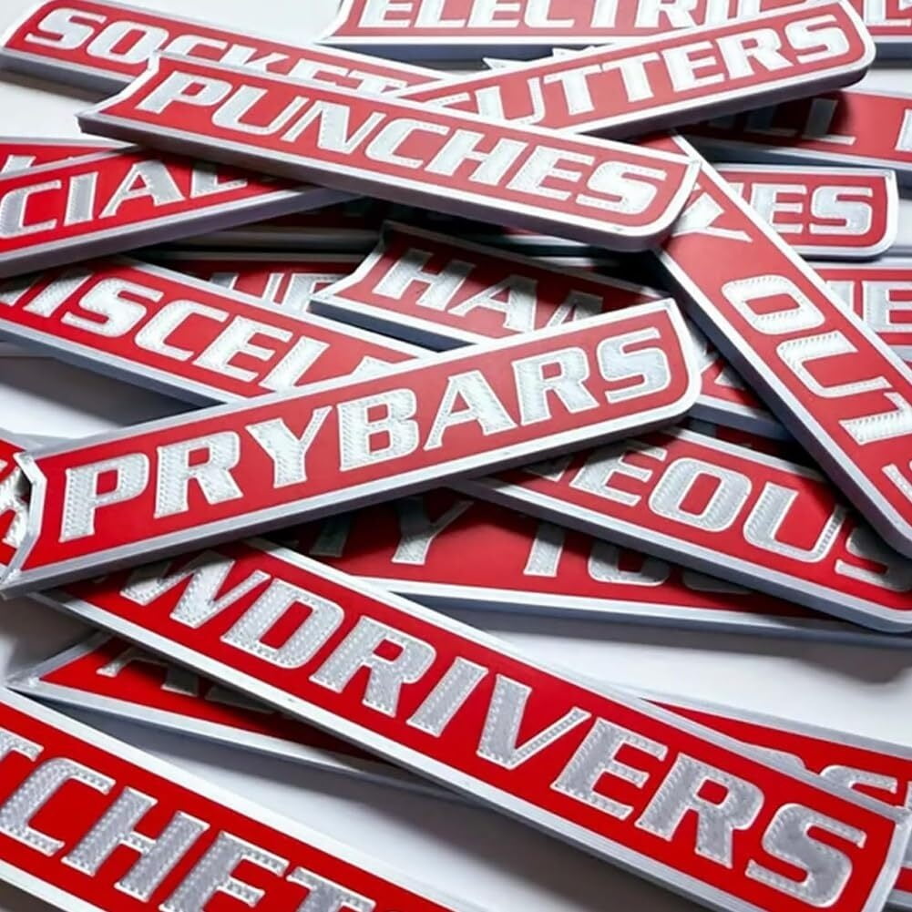 12 Pack of Toolbox Labels, 3D Printed Personalized Tool Box Label ...