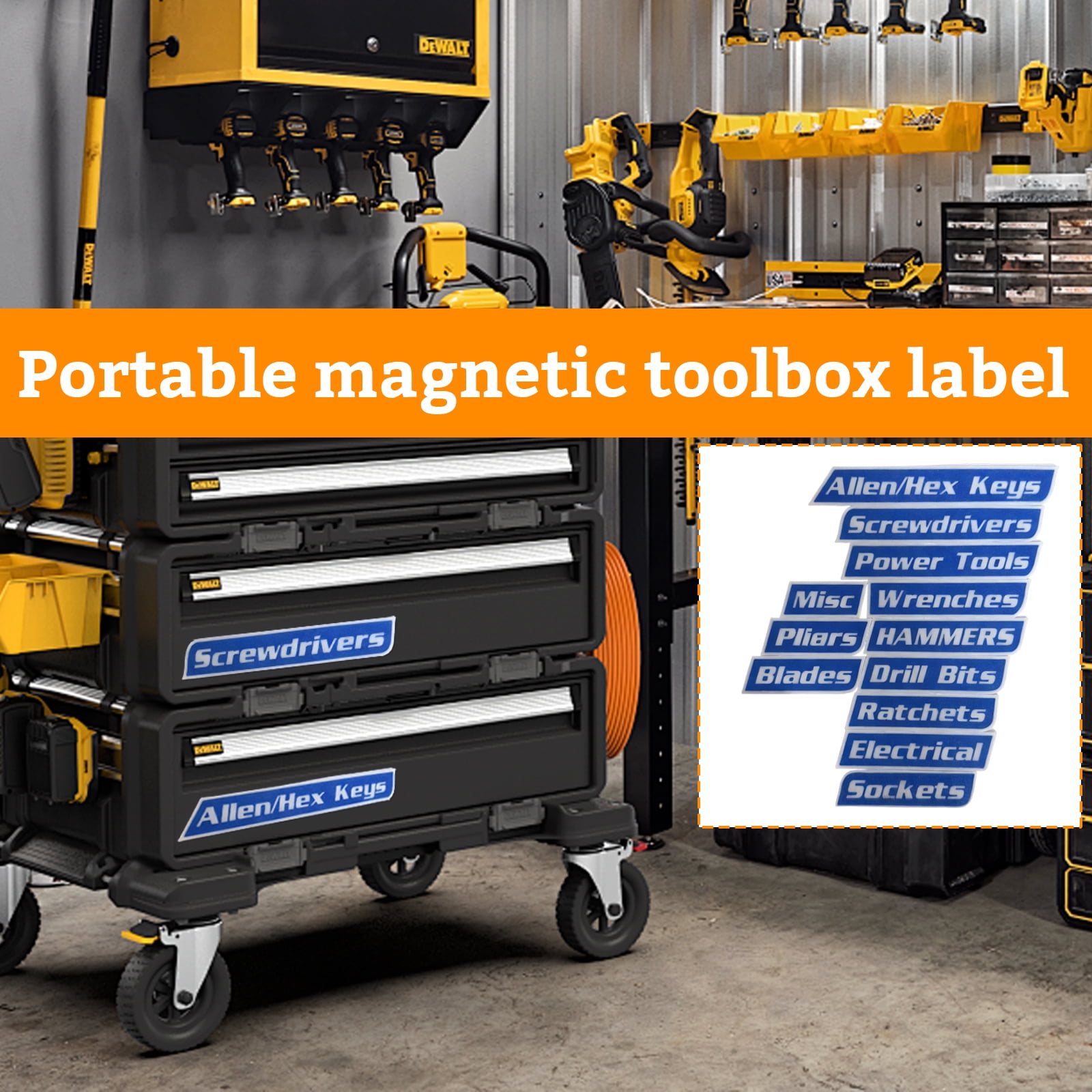 12 Pack of Magnetic Toolbox Labels, 3D Printed Reusable Organizer Tags ...