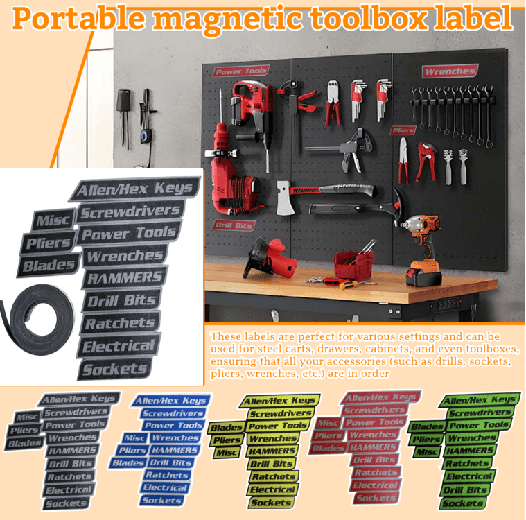 12 Pack Magnetic Toolbox Labels, 3D-Printed Reusable Tool Box Labels ...