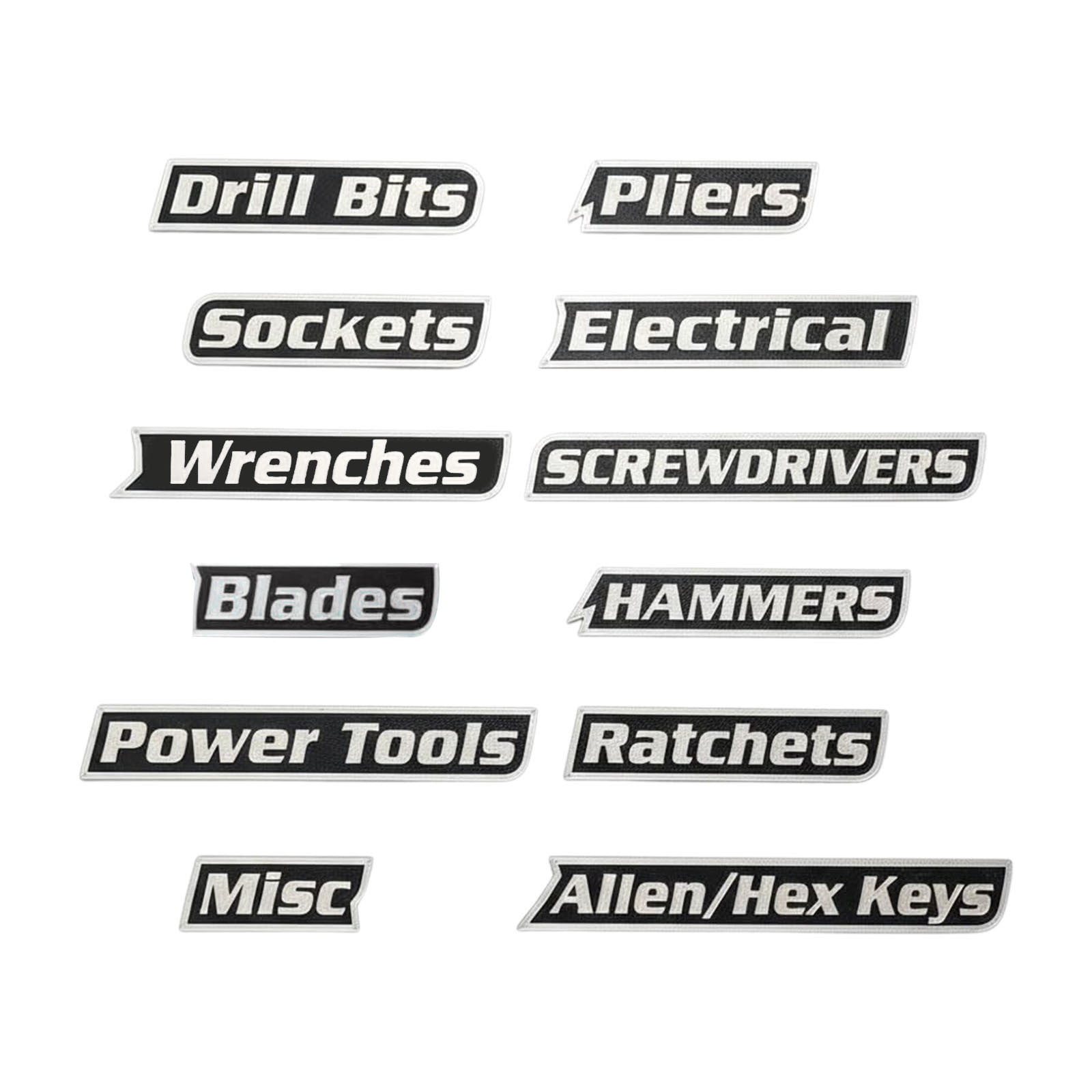 12 Pack of Magnetic Toolbox Labels, 3D-Printed Tool Box Labels, General ...