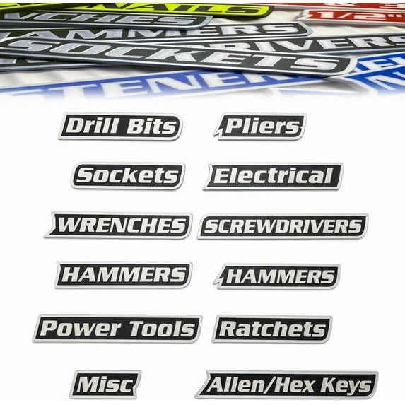 12 Pack of Magnetic Toolbox Labels, 3D-Printed Tool Box Labels, General ...