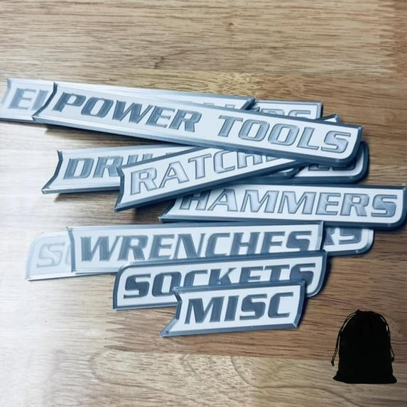 12 Pack of Magnetic Toolbox Labels, 3D-Printed Tool Box Labels, General ...