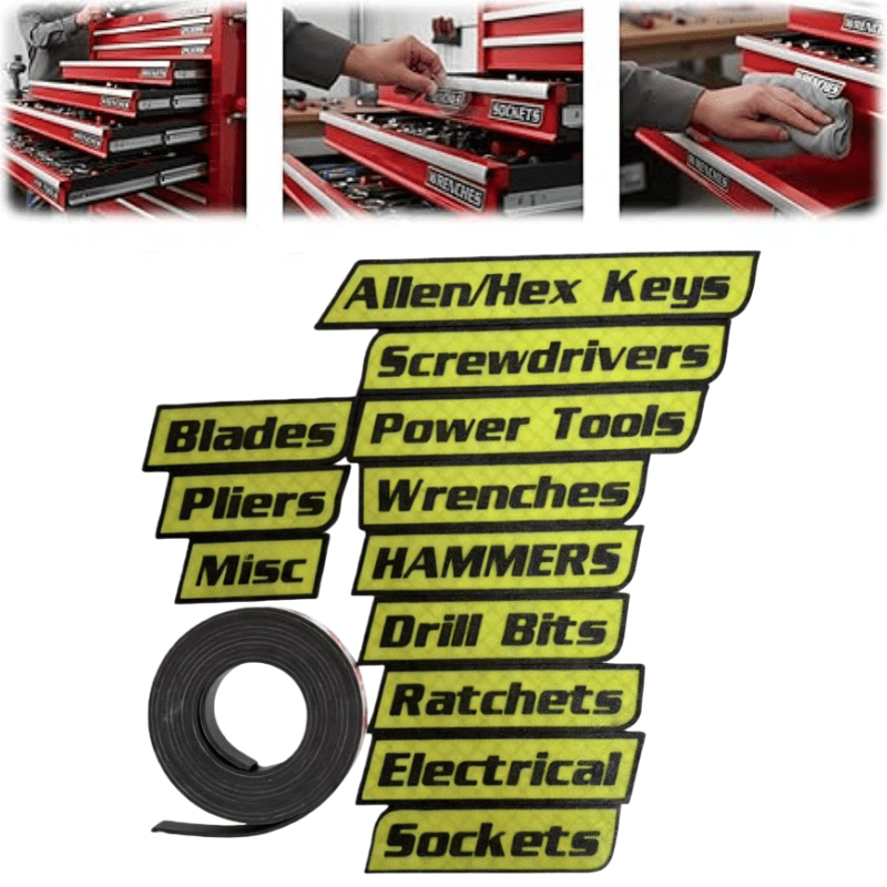 12 Pack of Magnetic Toolbox Labels, 3D-Printed Tool Box Labels, General ...