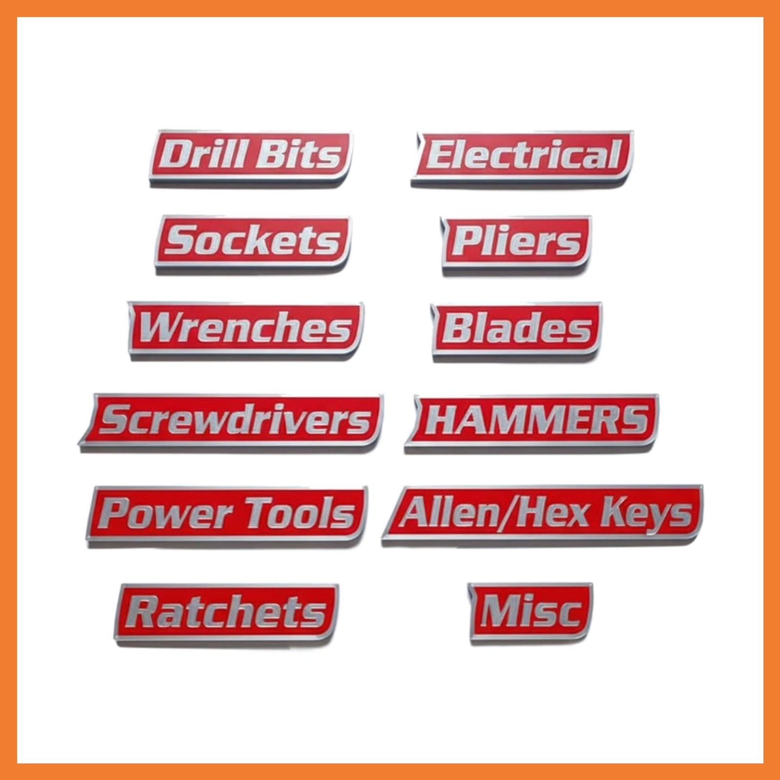 12 Pack of Magnetic Toolbox Labels, 3D-Printed Tool Box Labels, General ...