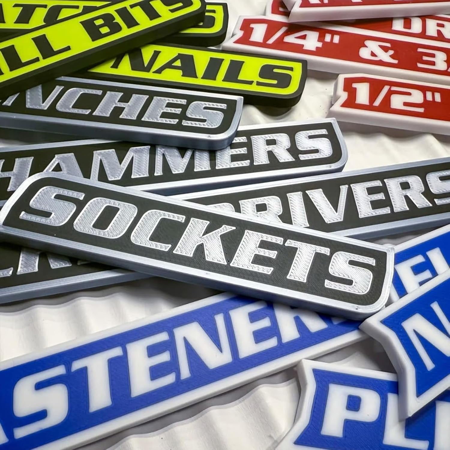 12 Pack of Magnetic Toolbox Labels, 3D-Printed Tool Box Labels, General ...