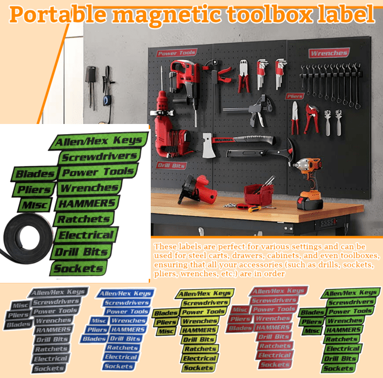 12 Pack Of Magnetic Toolbox Labels, 3D-Printed Tool Box Labels Premium ...