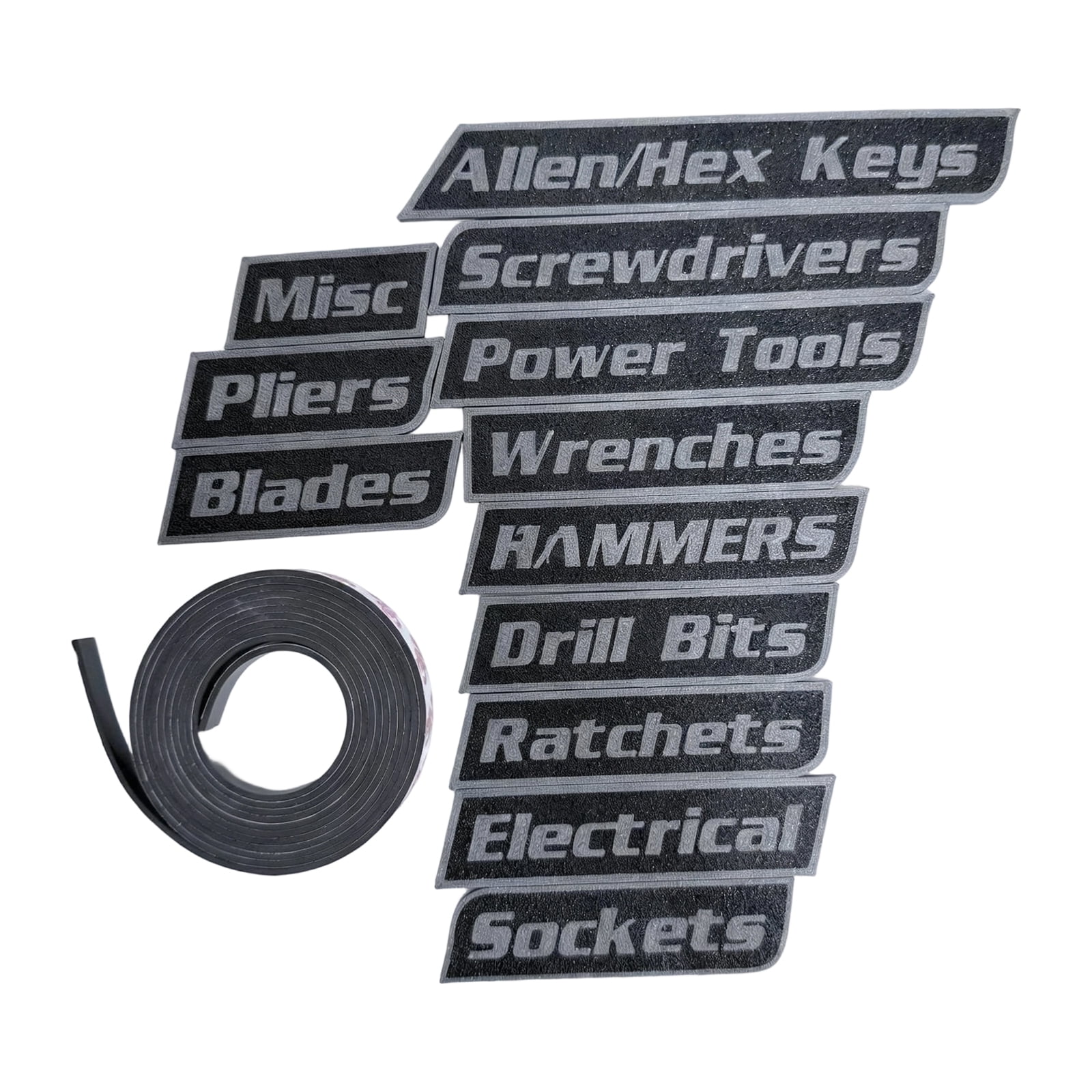 12 Pack Magnetic Toolbox Labels,3D Raised Letter Drawer Tags for Tool ...