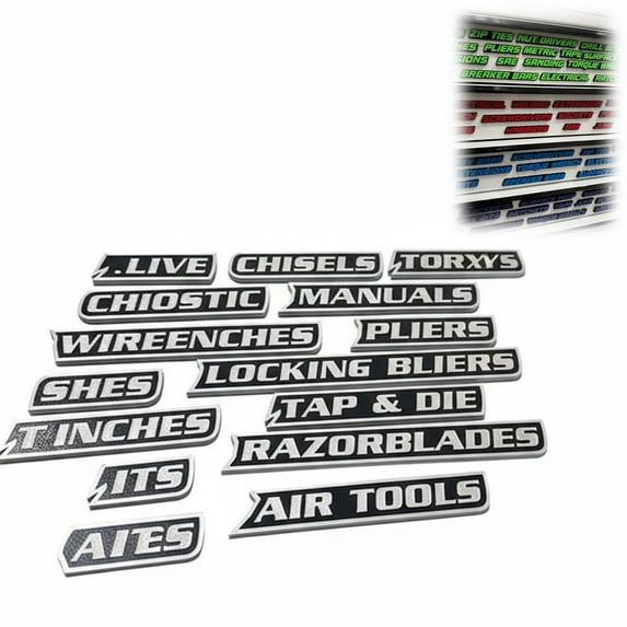 12 Pack of Magnetic Toolbox Labels Adhesive Utility Cabinet 3D Printed ...