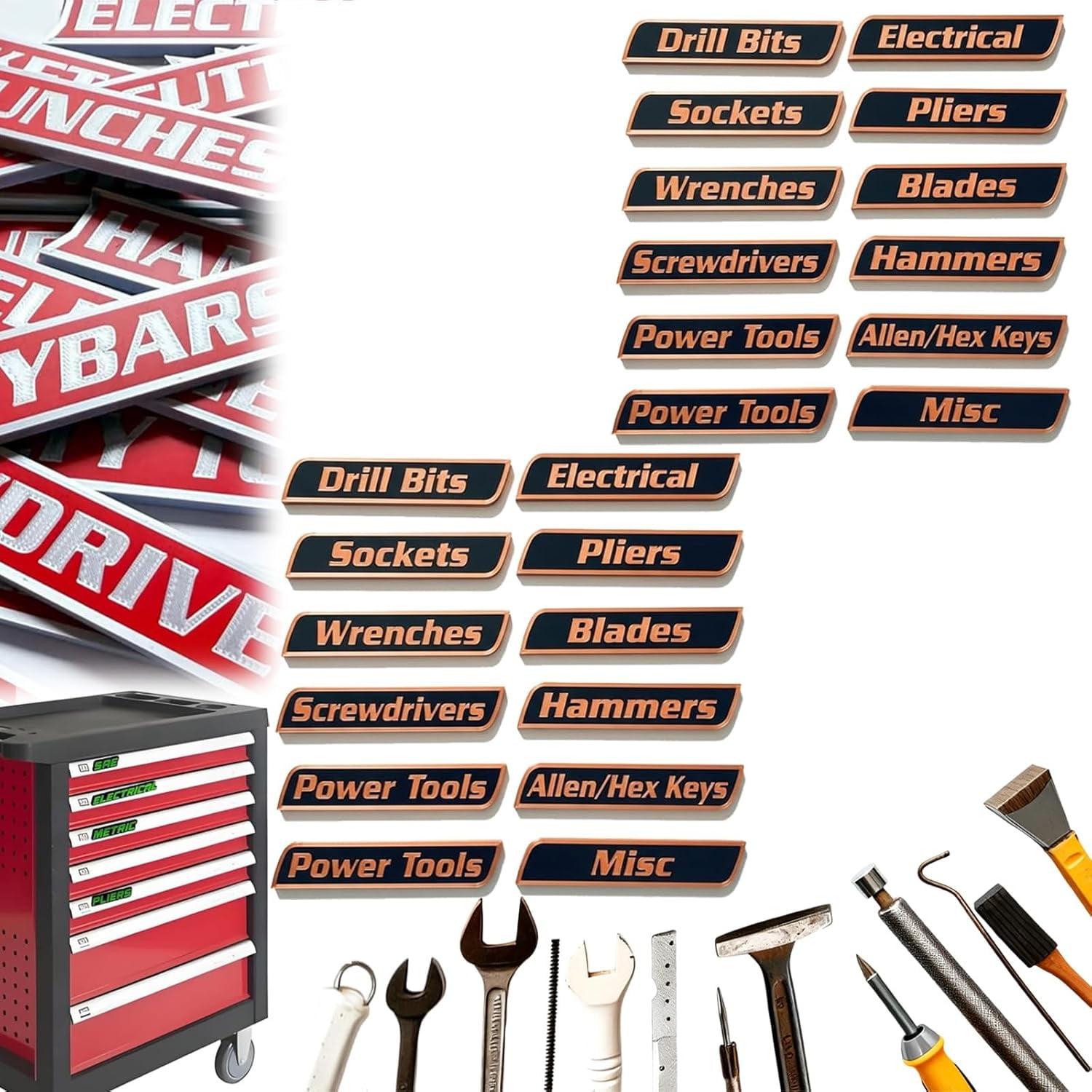12 Pack of Magnetic Toolbox Labels, Toolbox Labels Magnetic, 3D Printed ...