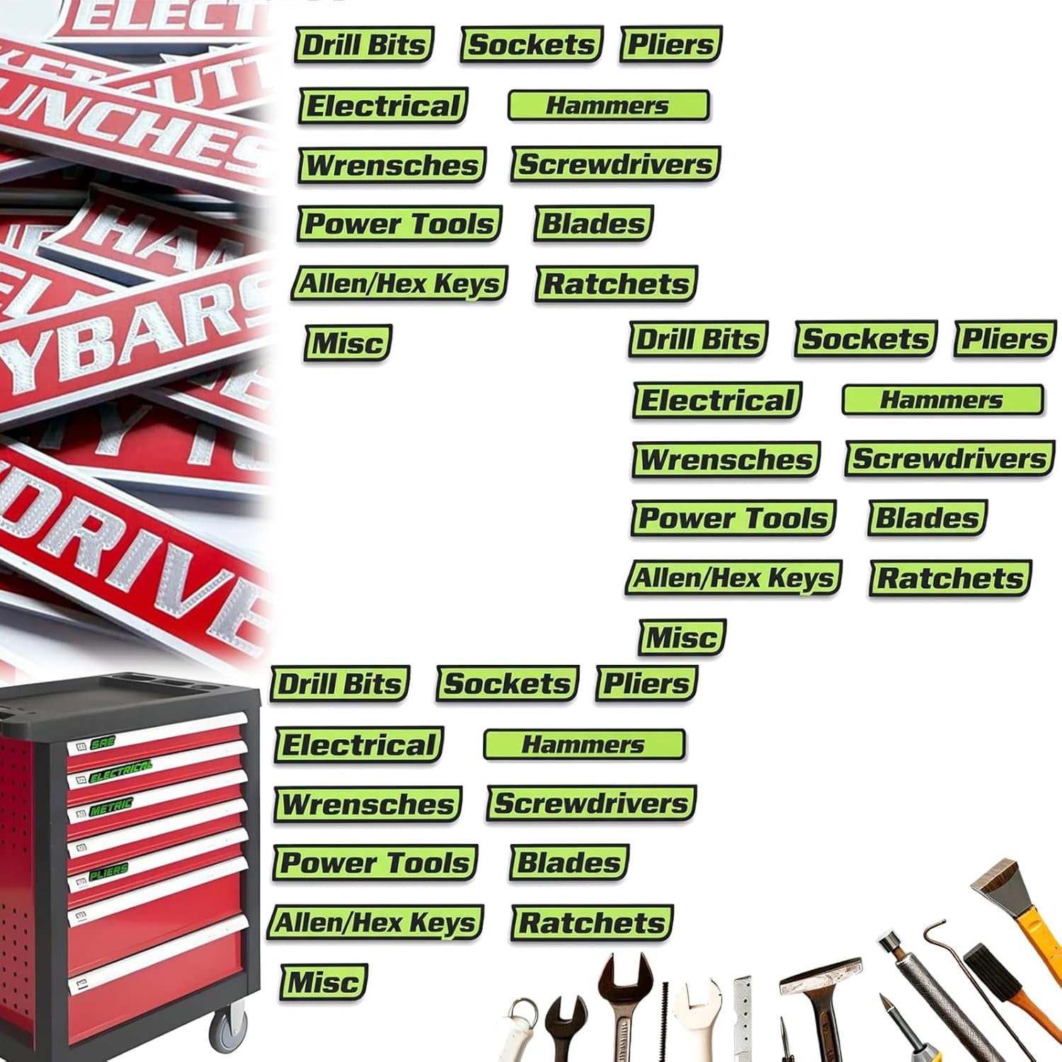 12 Pack of Magnetic Toolbox Labels, Toolbox Labels Magnetic, 3D Printed ...