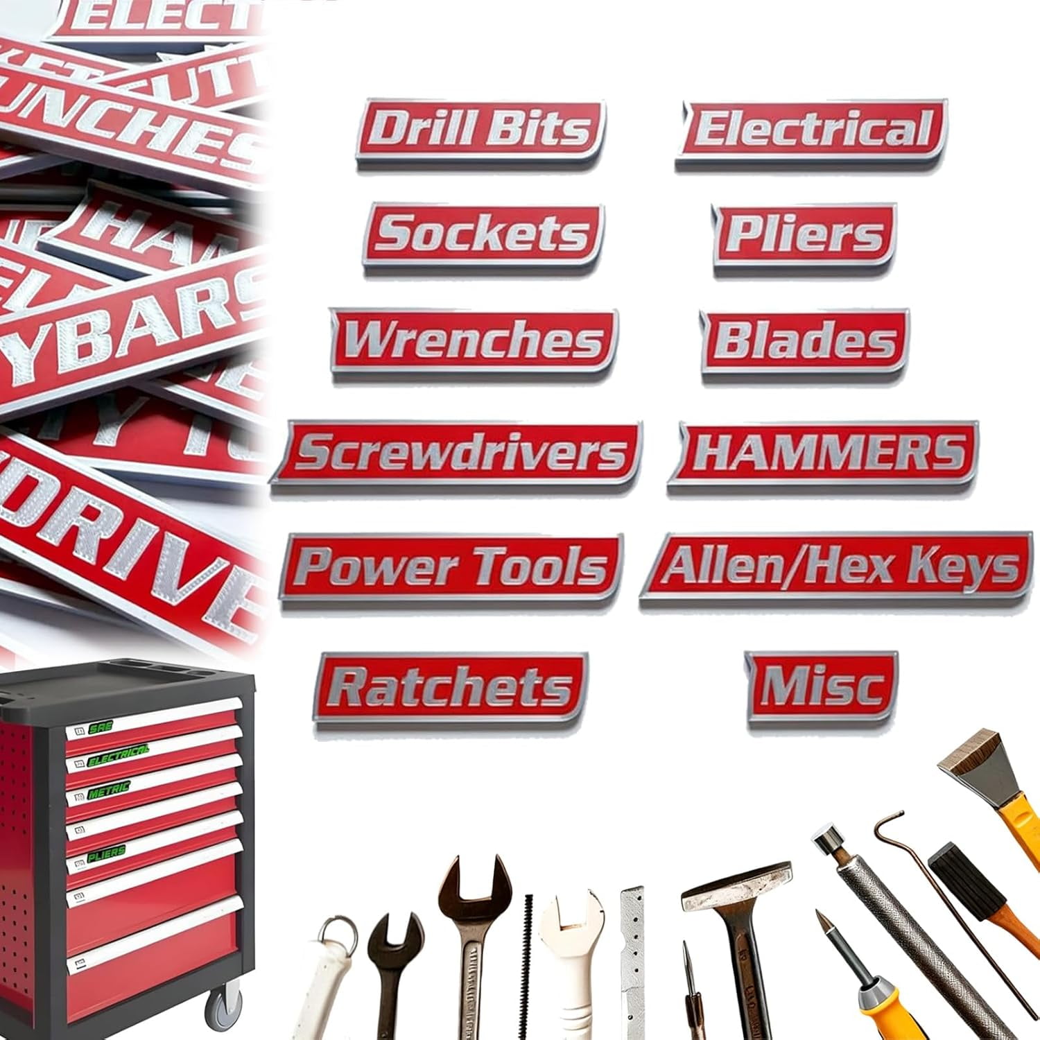 12 Pack of Magnetic Toolbox Labels, Toolbox Labels Magnetic, 3D Printed ...