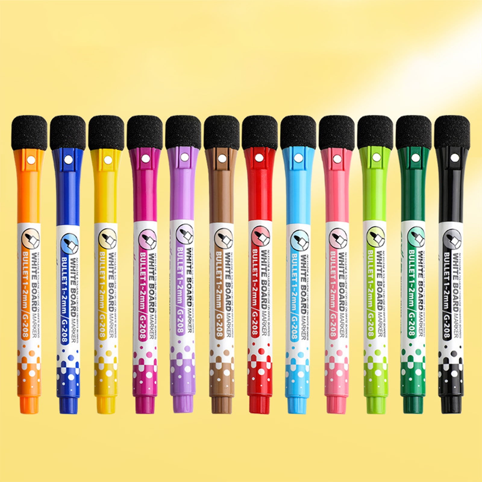 12-Pack Magnetic Whiteboard Markers with Eraser Tips,12 Bright Colors,7 ...