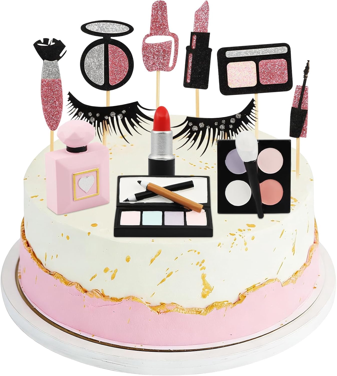 12 Pack Makeup Cake Toppers - Resin Lipstick & Perfume Bottle Cosmetics ...