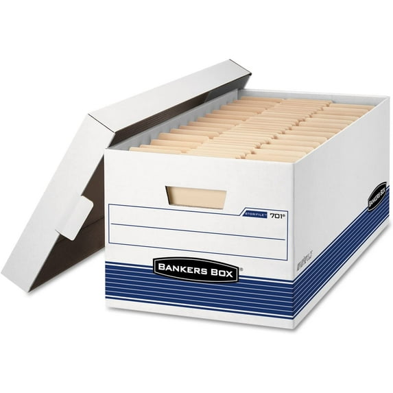 12-Pack Medium Duty File Storage Boxes with Lids, FastFold Assembly, 24 ...