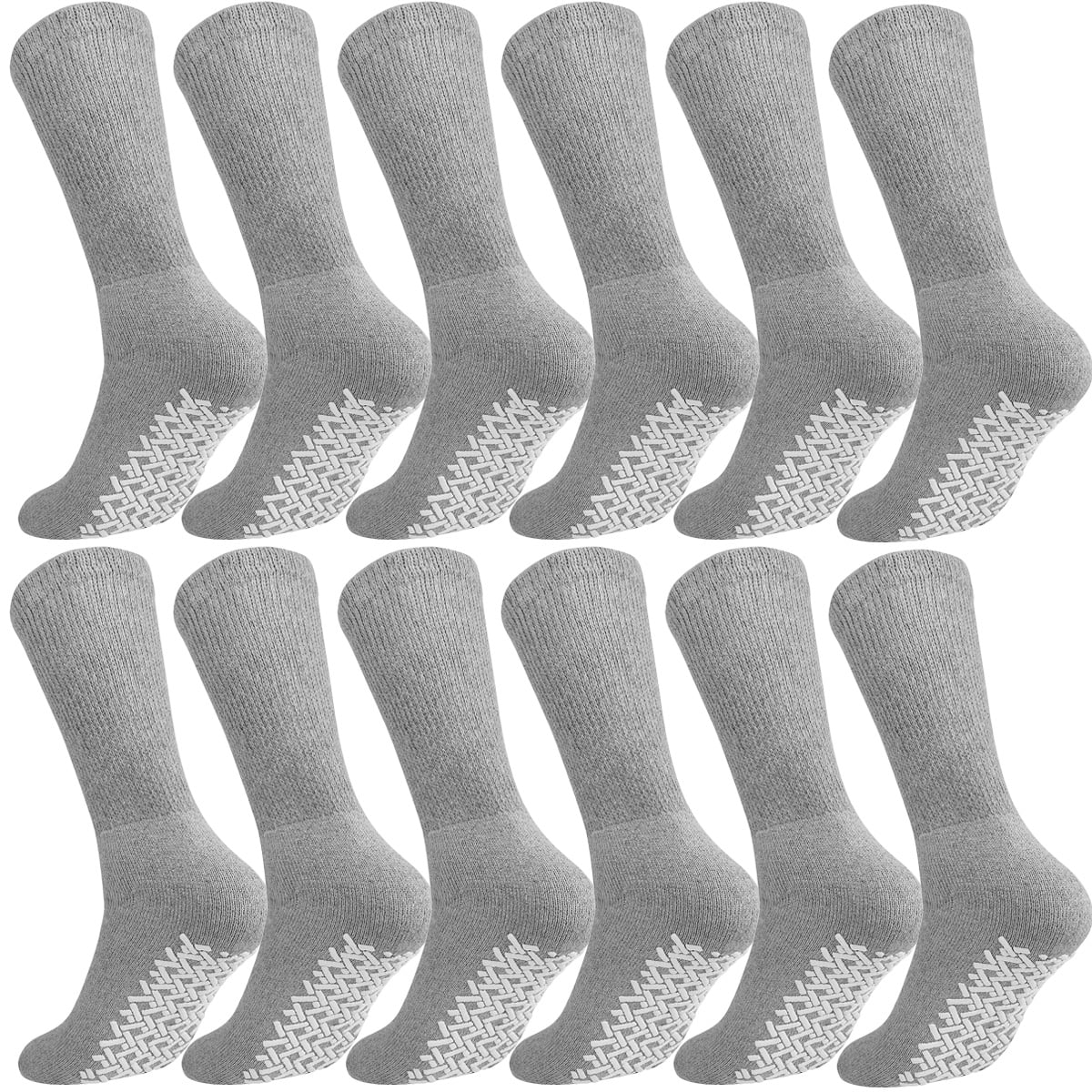 12 Pack Medical Anti-Slip Grip Socks for Men & Women, Non-Skid Crew ...